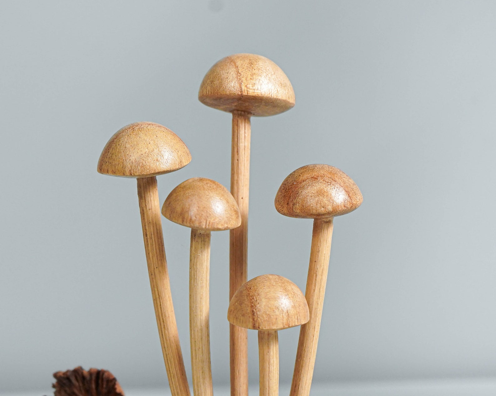 Enoki Mushrooms, Wooden Sculpture, Nature, Statue, Wood Carving, Hand ...