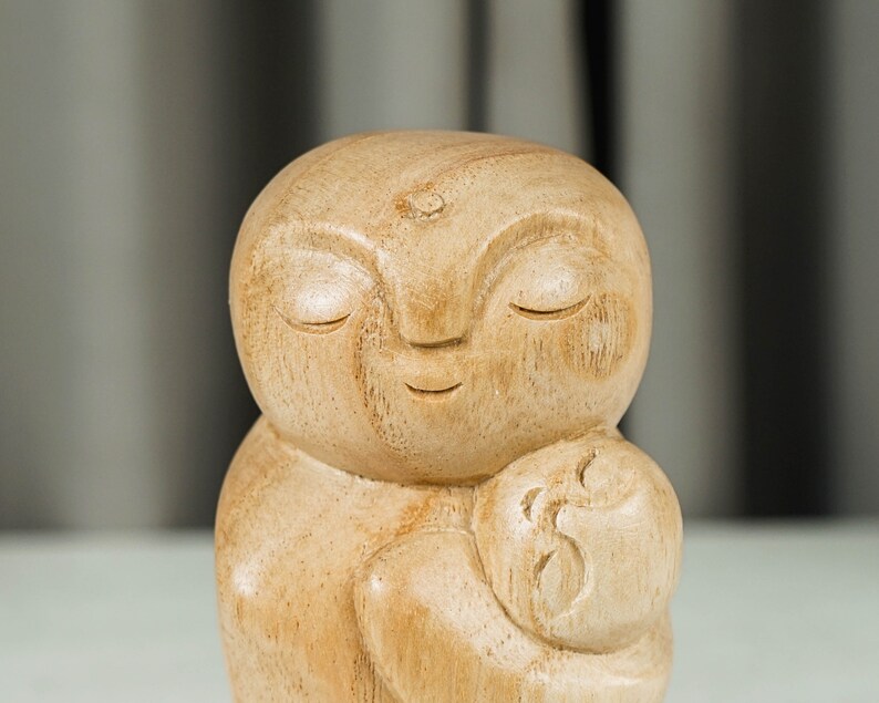 Mother and Baby Jizo Statue Japanese Buddha Wood Figurine - Etsy