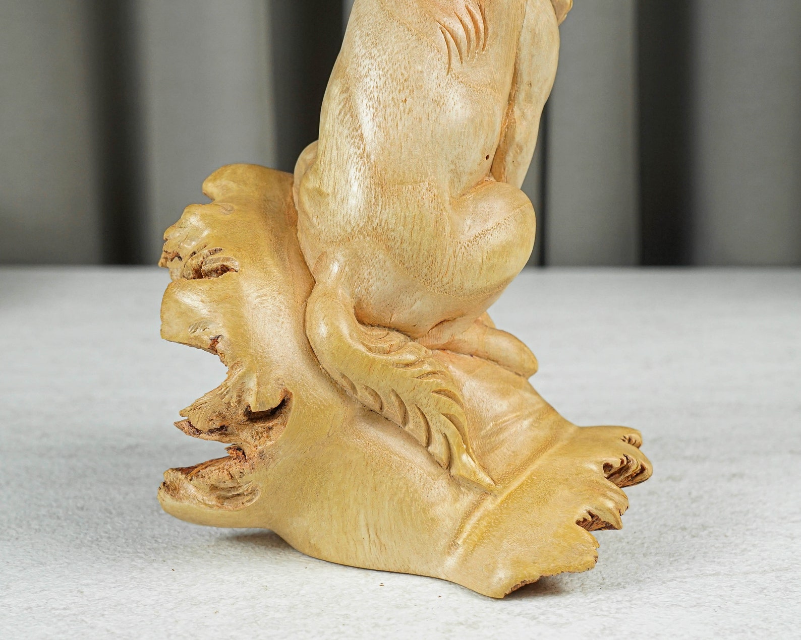 Sitting Wolf Statue Wooden Art Animal Sculpture Figurine - Etsy