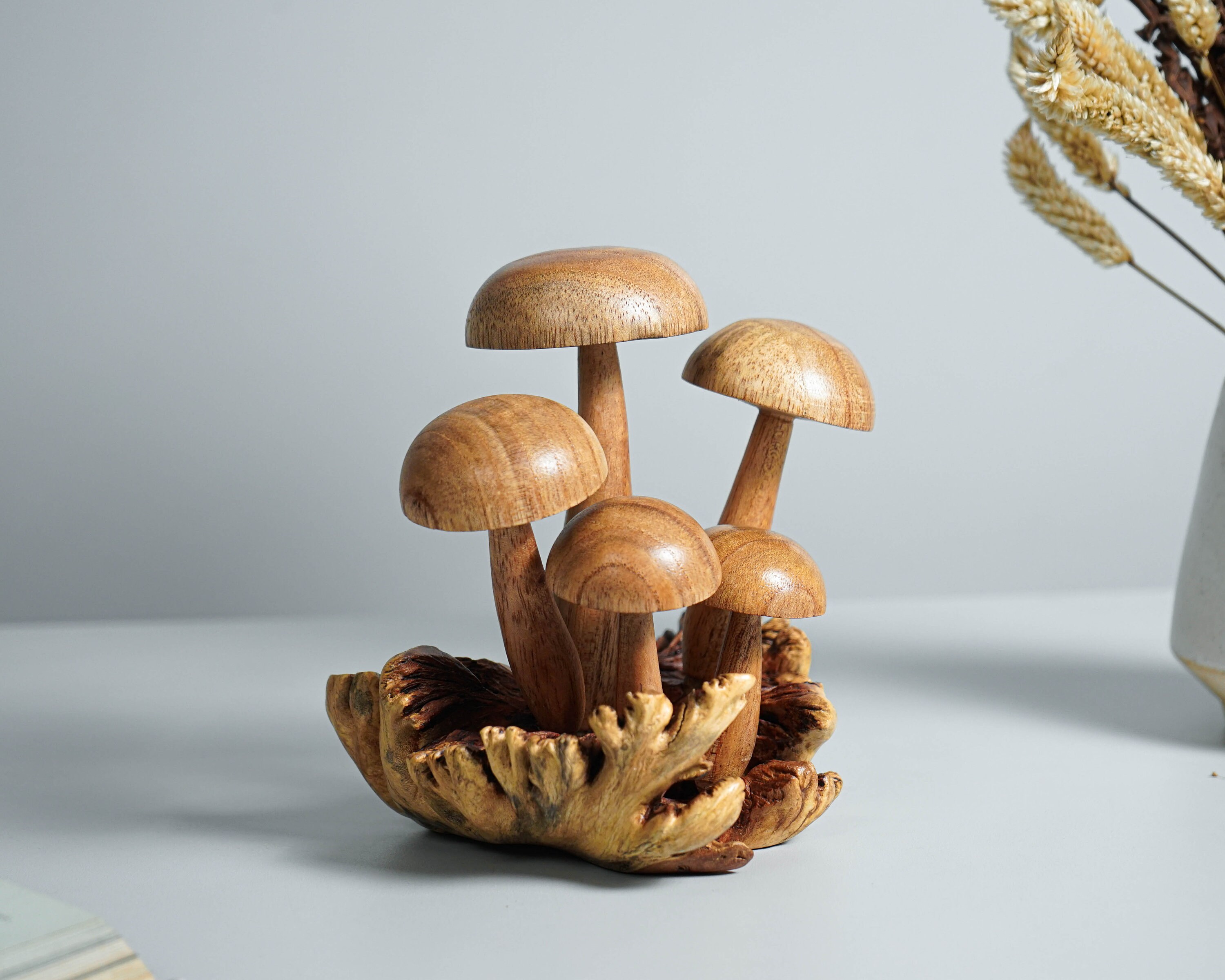 Mushroom Garden, Wooden Sculpture, Unique Figurine, Toadstool, Statue ...