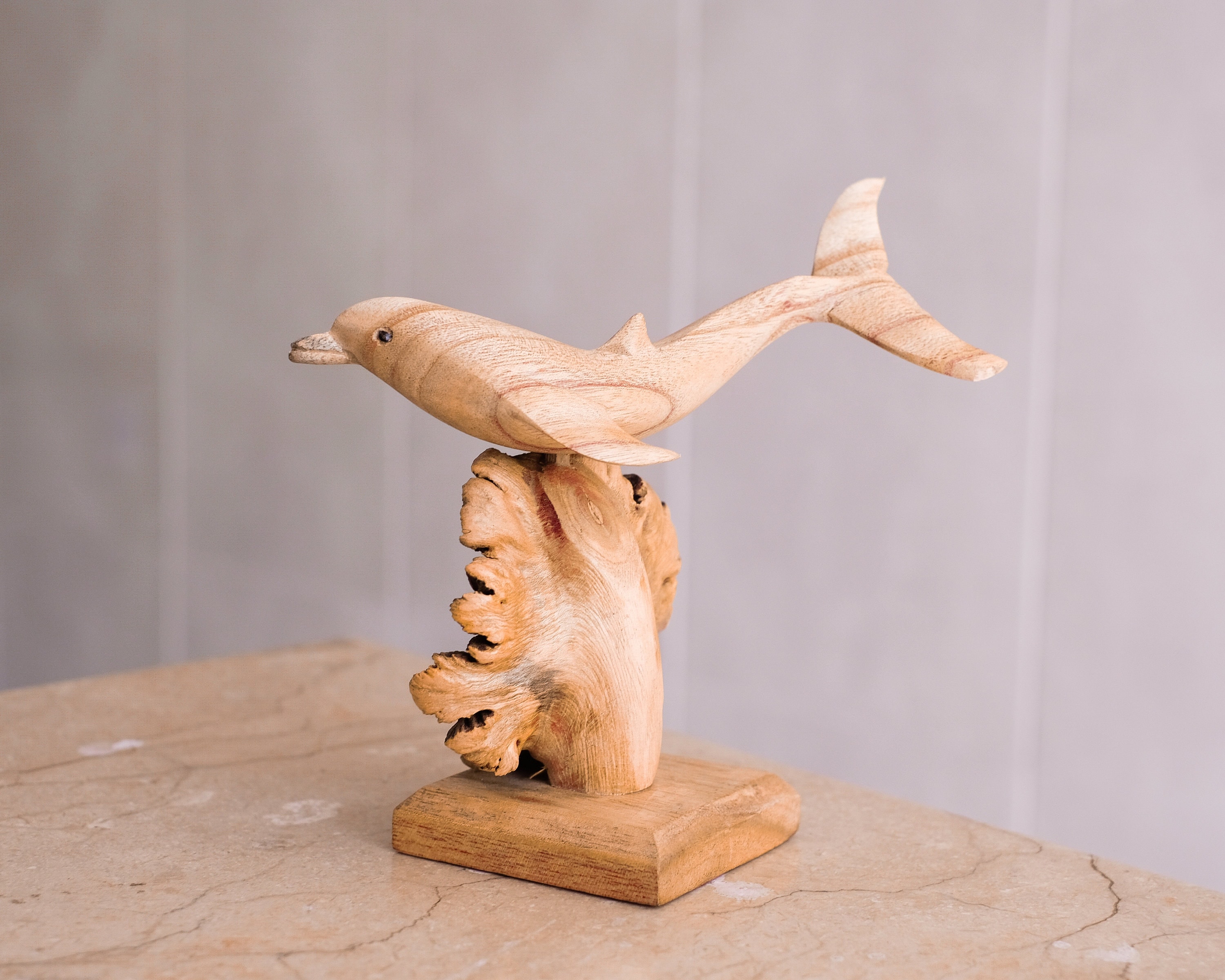 Wooden Dolphin Sculpture Figurine Handmade Statue Wood - Etsy