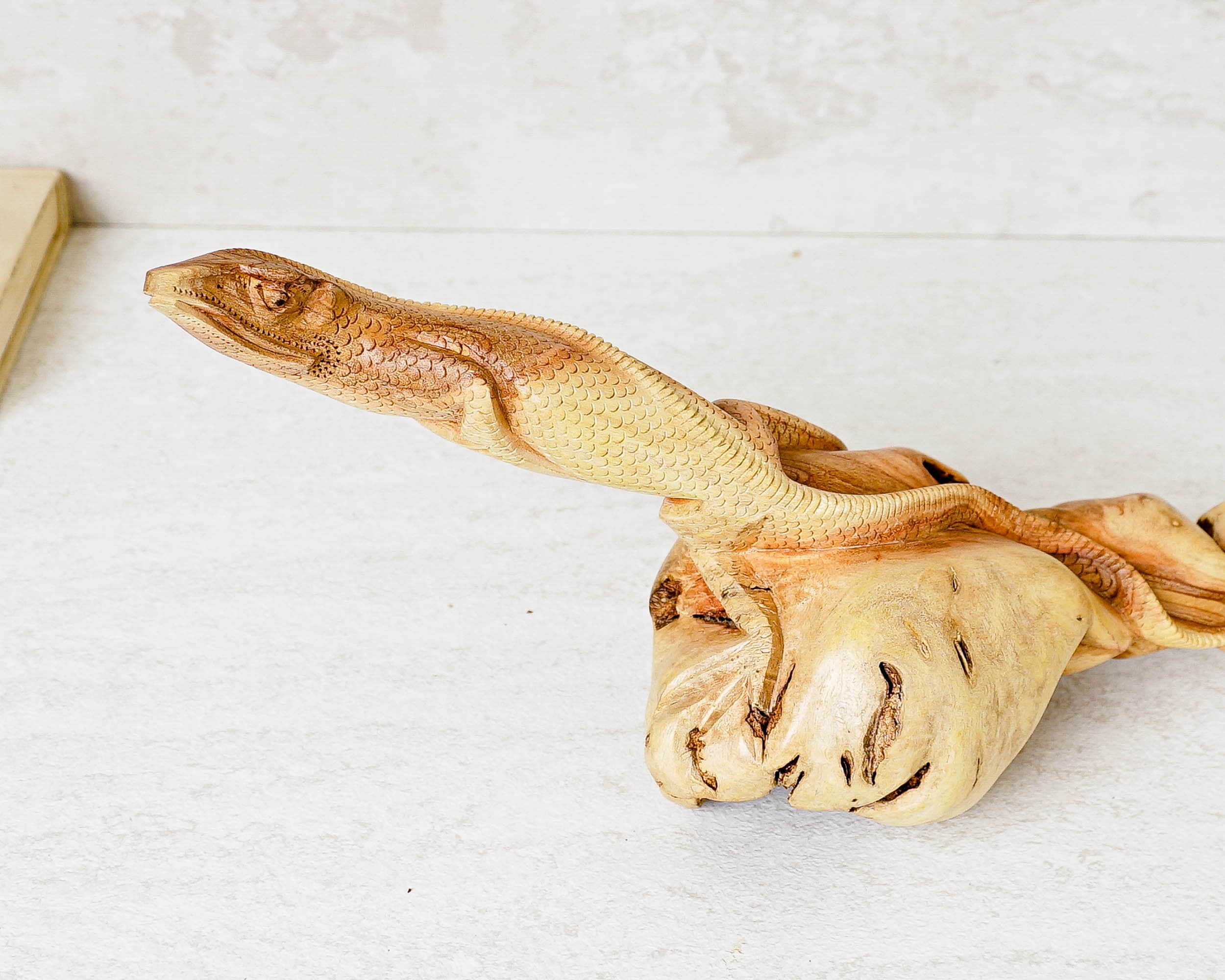 Wooden Lizard Statue 14.5 Animal Sculpture Reptile - Etsy