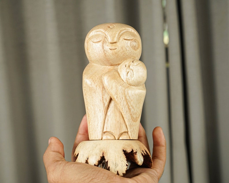 Mother and Baby Jizo Statue Japanese Buddha Wood Figurine - Etsy