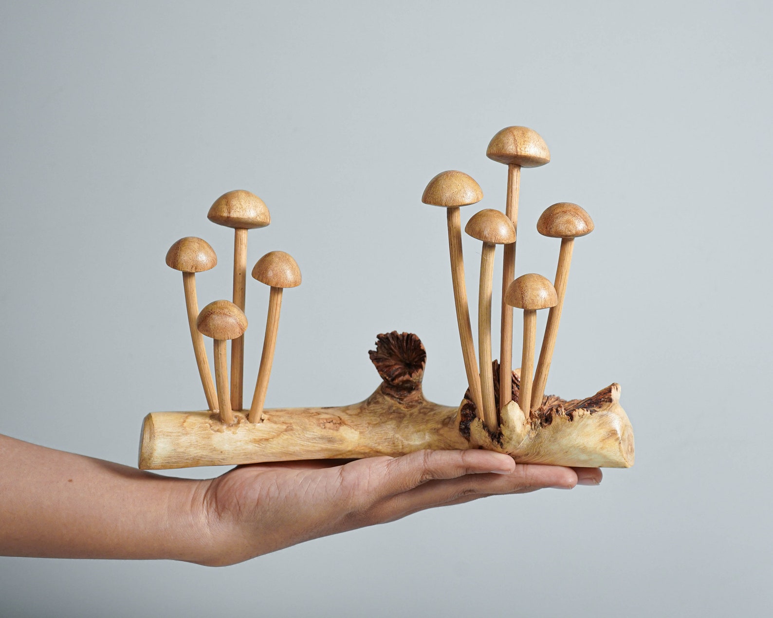 Enoki Mushrooms, Wooden Sculpture, Nature, Statue, Wood Carving, Hand ...