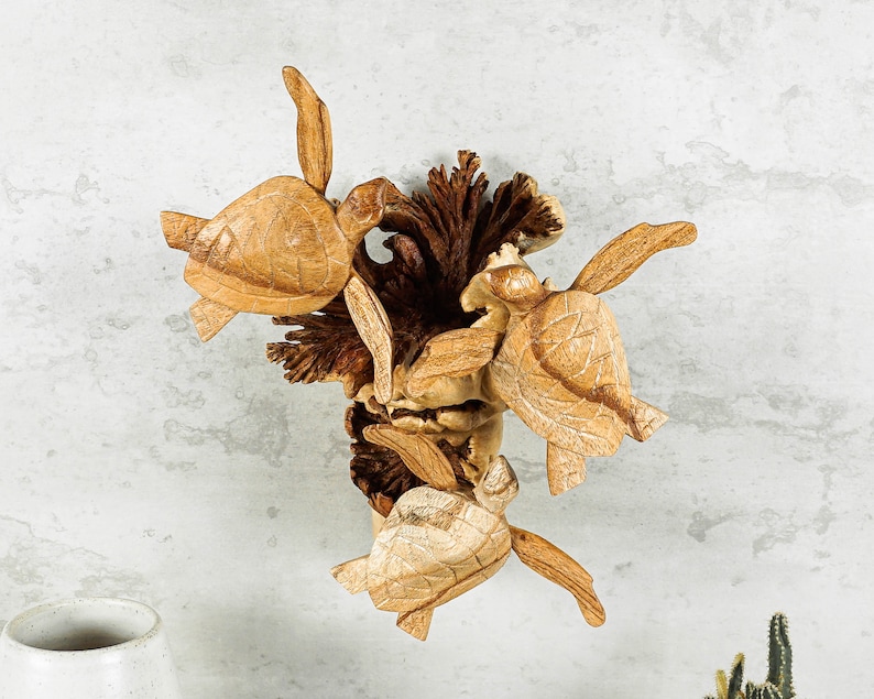 Wall Hanging Turtle Statue Art Wooden Sculpture Animal - Etsy