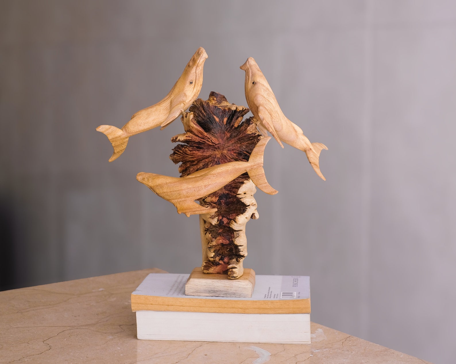 Humpback Whale Sculpture, Family, Sea Life, Exotic Statue, Wooden ...