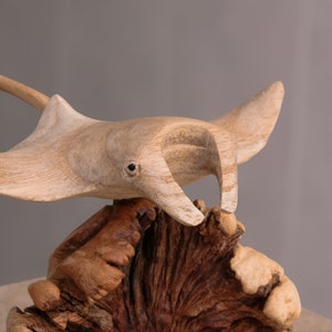 Wooden Manta Ray Figurine, Fish Sculpture, Art, Statue, Wood Carving ...