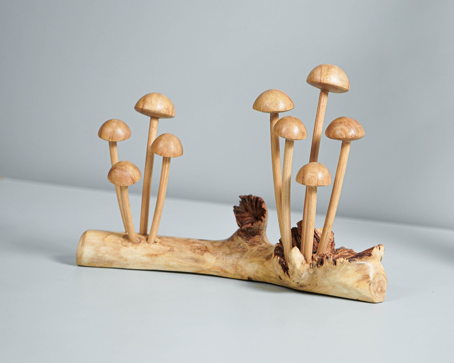 Enoki Mushrooms, Wooden Sculpture, Nature, Statue, Wood Carving, Hand ...
