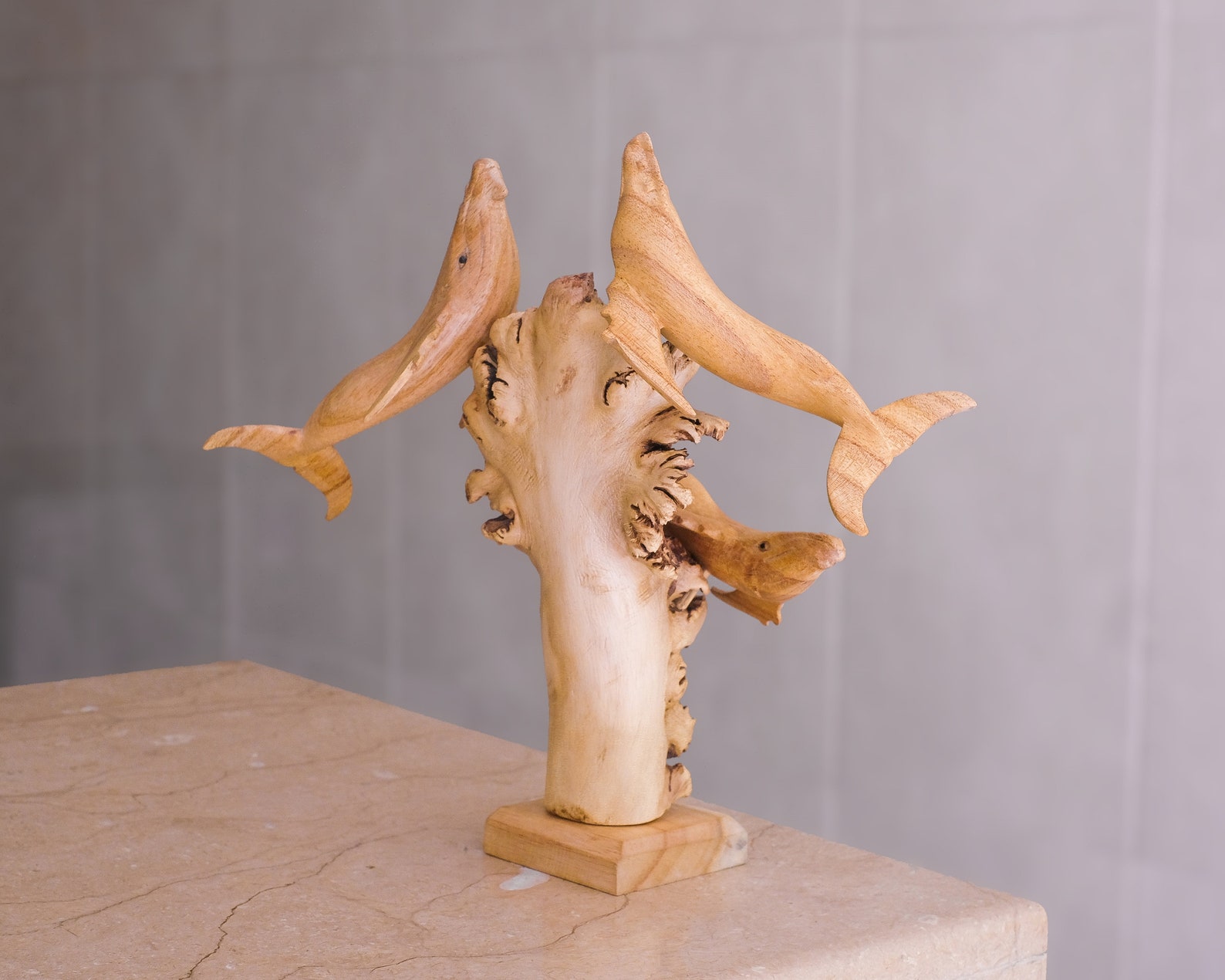 Humpback Whale Sculpture, Family, Sea Life, Exotic Statue, Wooden ...