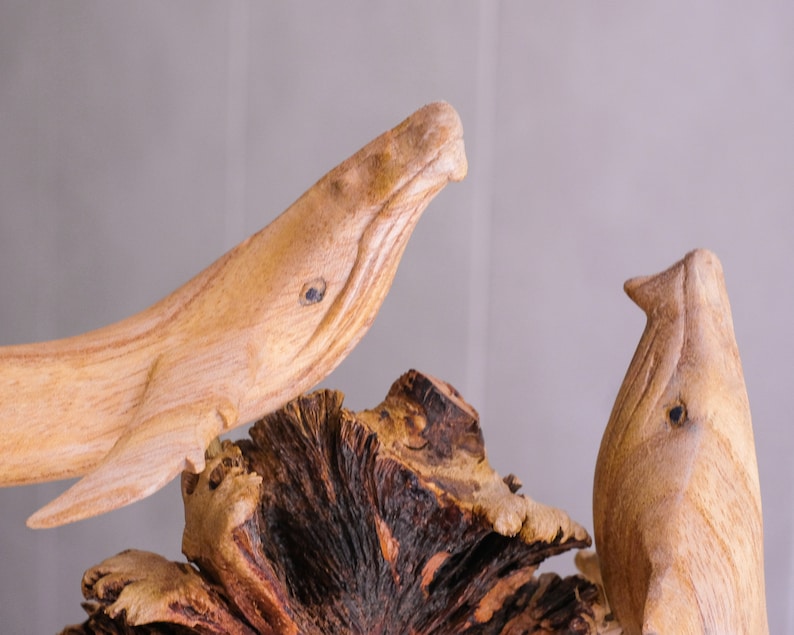 Humpback Whale Sculpture, Family, Sea Life, Exotic Statue, Wooden ...