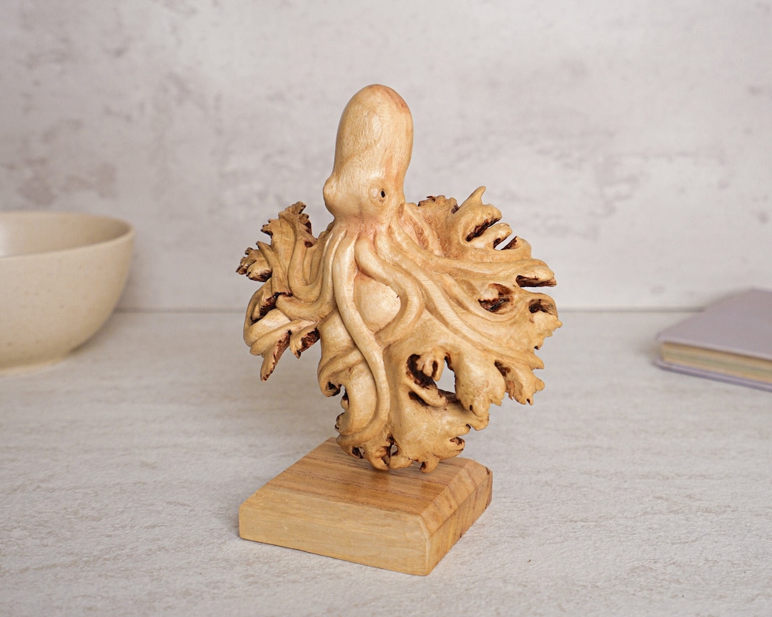 Wooden Octopus Sculpture, Customized Statue, Art, Wood Carving, Sea ...