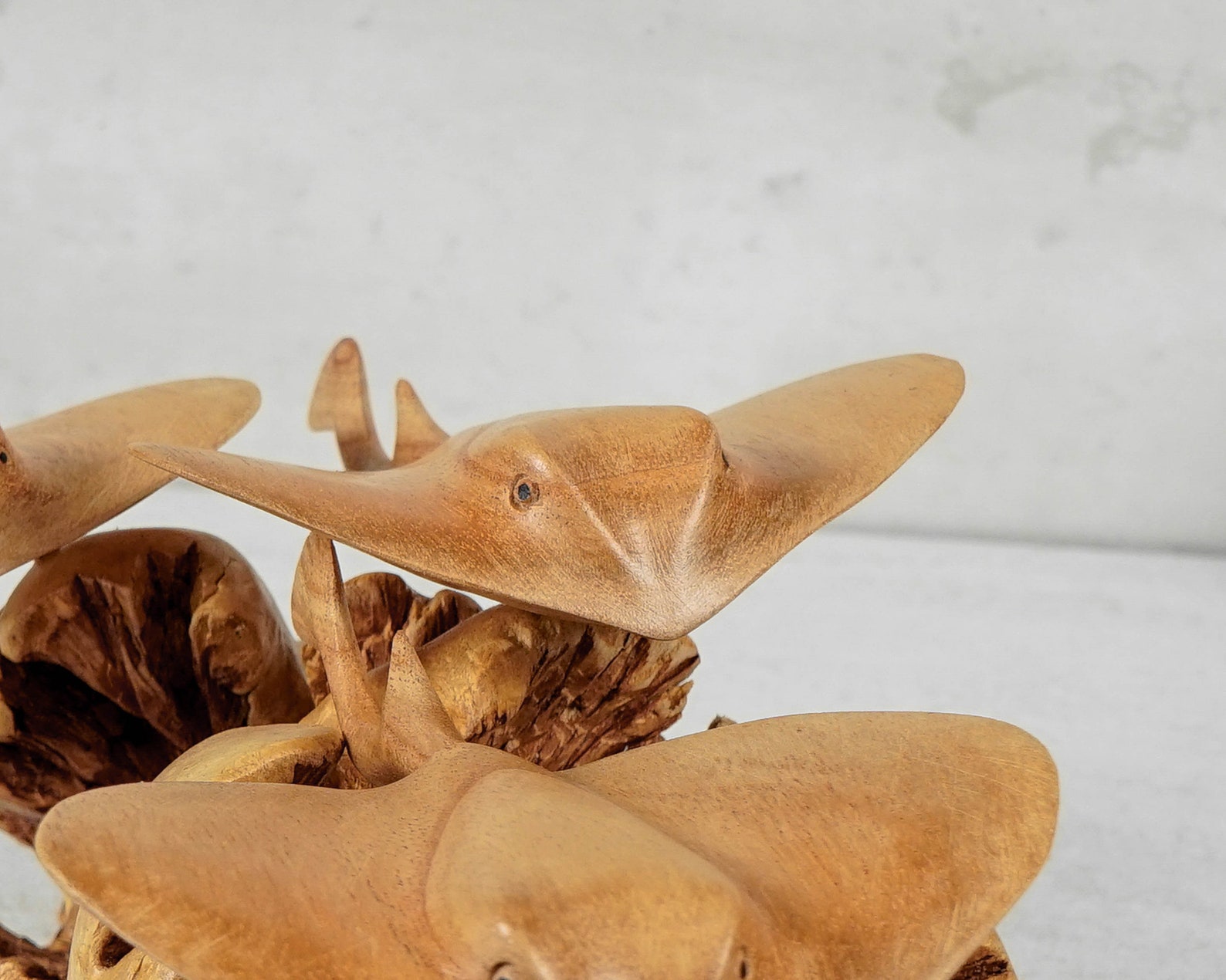 Stingray Family Sculpture, Coral Reef, Parasite Wood Statue, Handmade ...