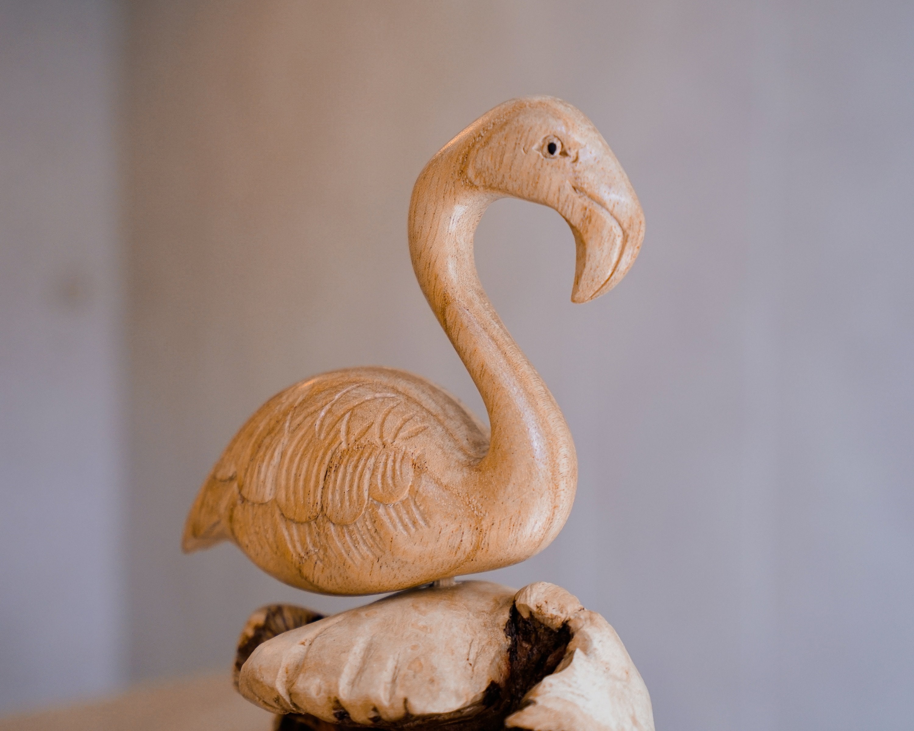 Flamingo Statue Wooden Figurine Wood Carving Sculpture | Etsy