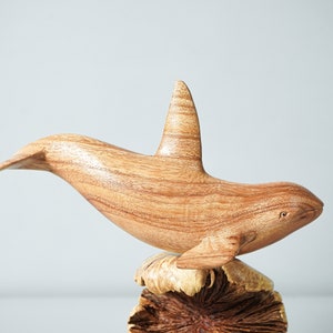 Wooden Killer Whale Statue, Swimming Orca Figurine, Sculpture, Animal ...