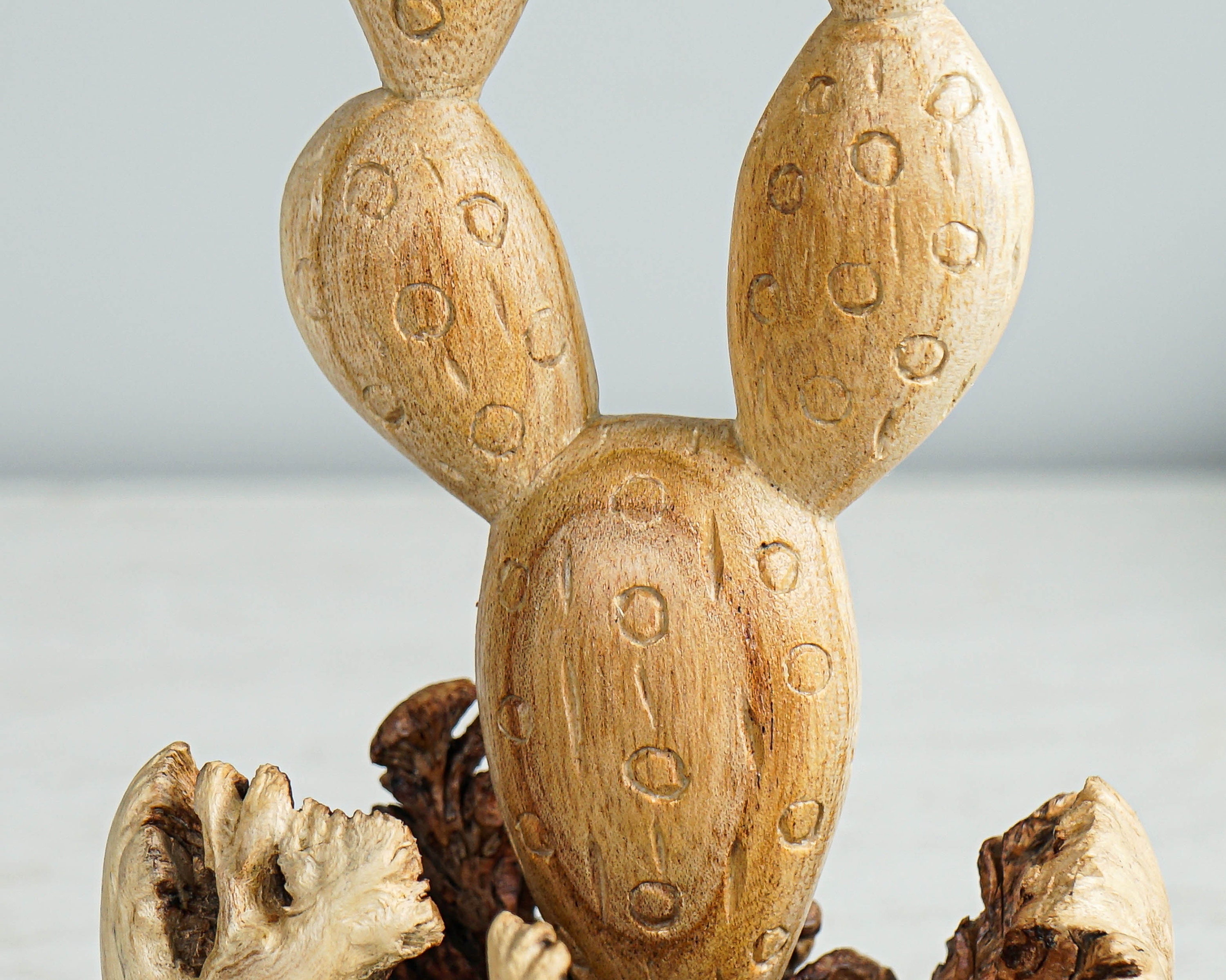 Wooden Cactus Decor 9.7 Statue Figurine Succulent - Etsy