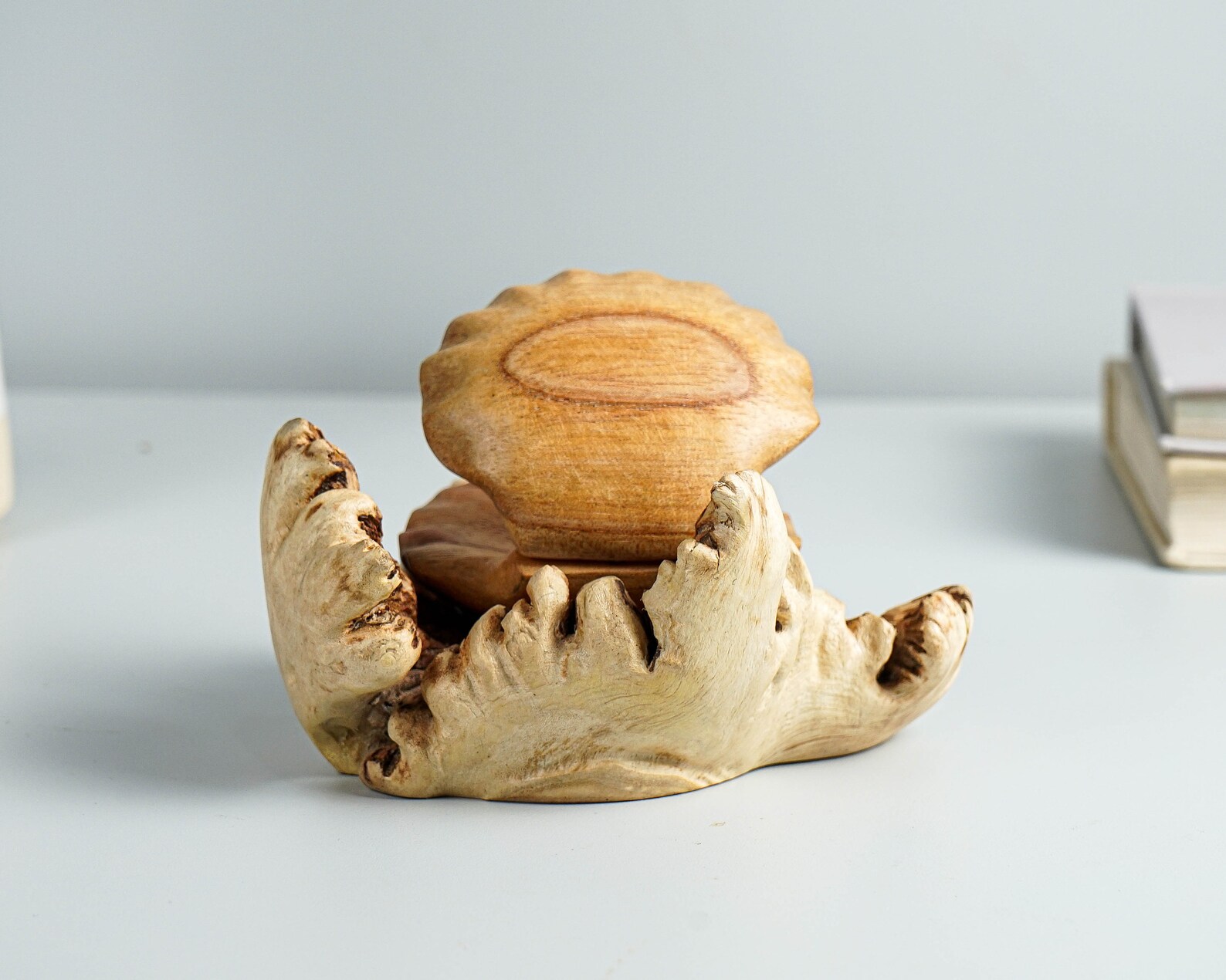 Wooden Pearl Oyster Sculpture Wood Carving Seashell Coral - Etsy