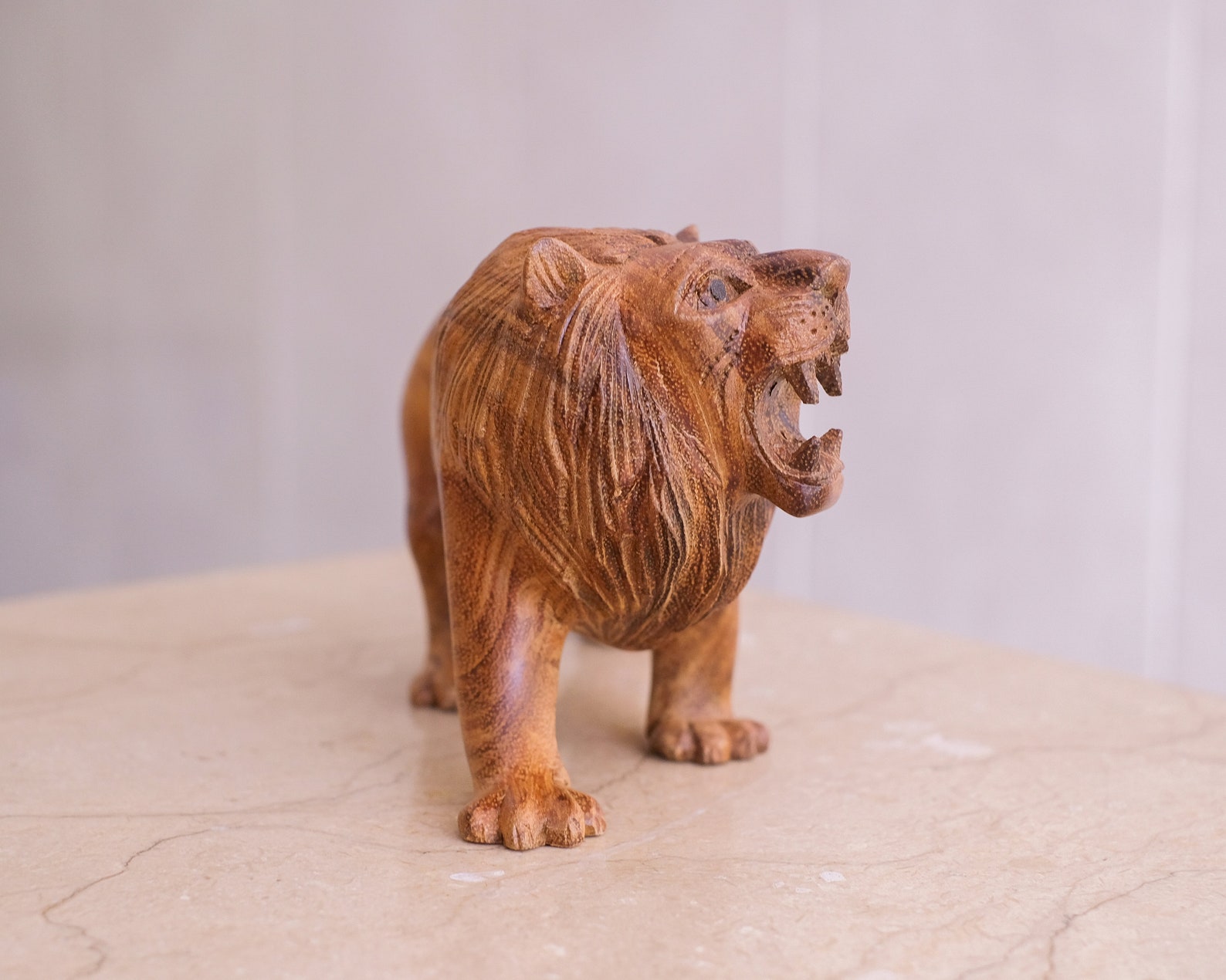 Wooden Lion Sculpture, Hand Carved Statue, Wood Carving, African Animal ...