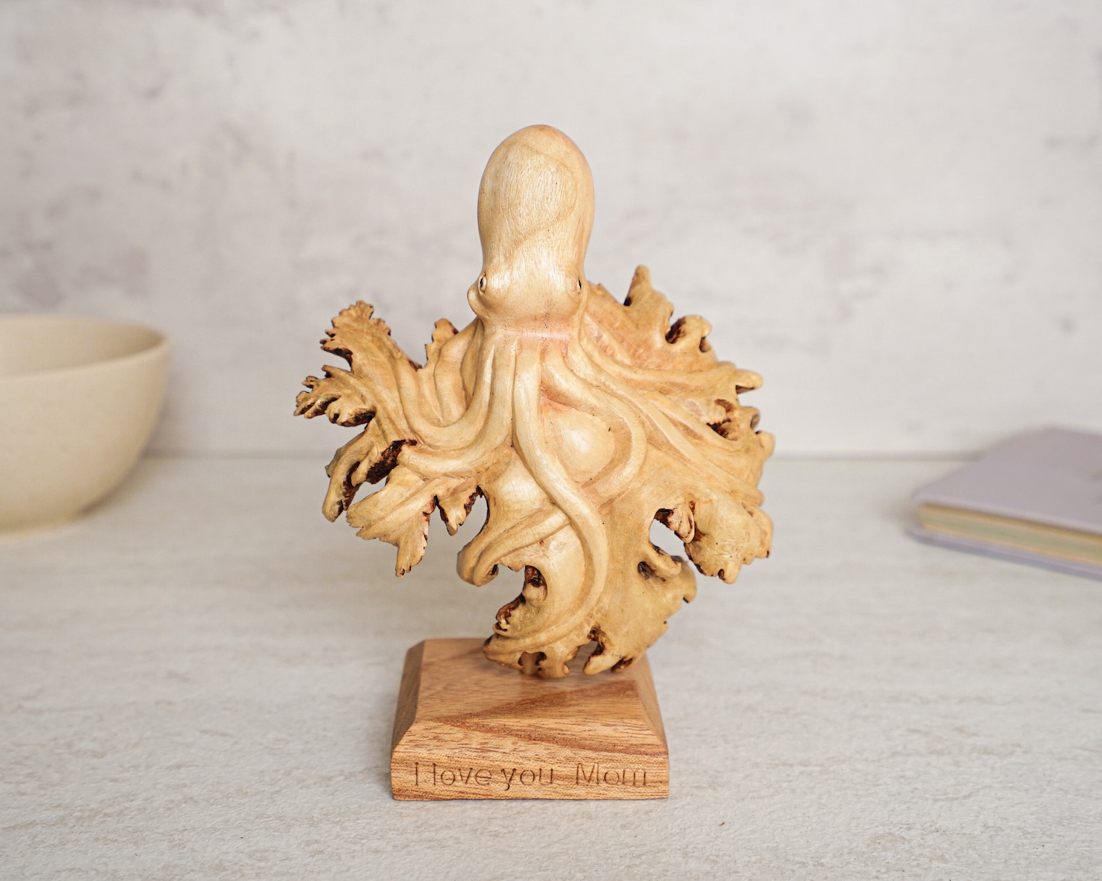 Wooden Octopus Sculpture Customized Statue Art Wood - Etsy