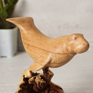 Wooden Manatee Sculpture, Hand Carved, Wood Carving, Ocean, Handmade ...
