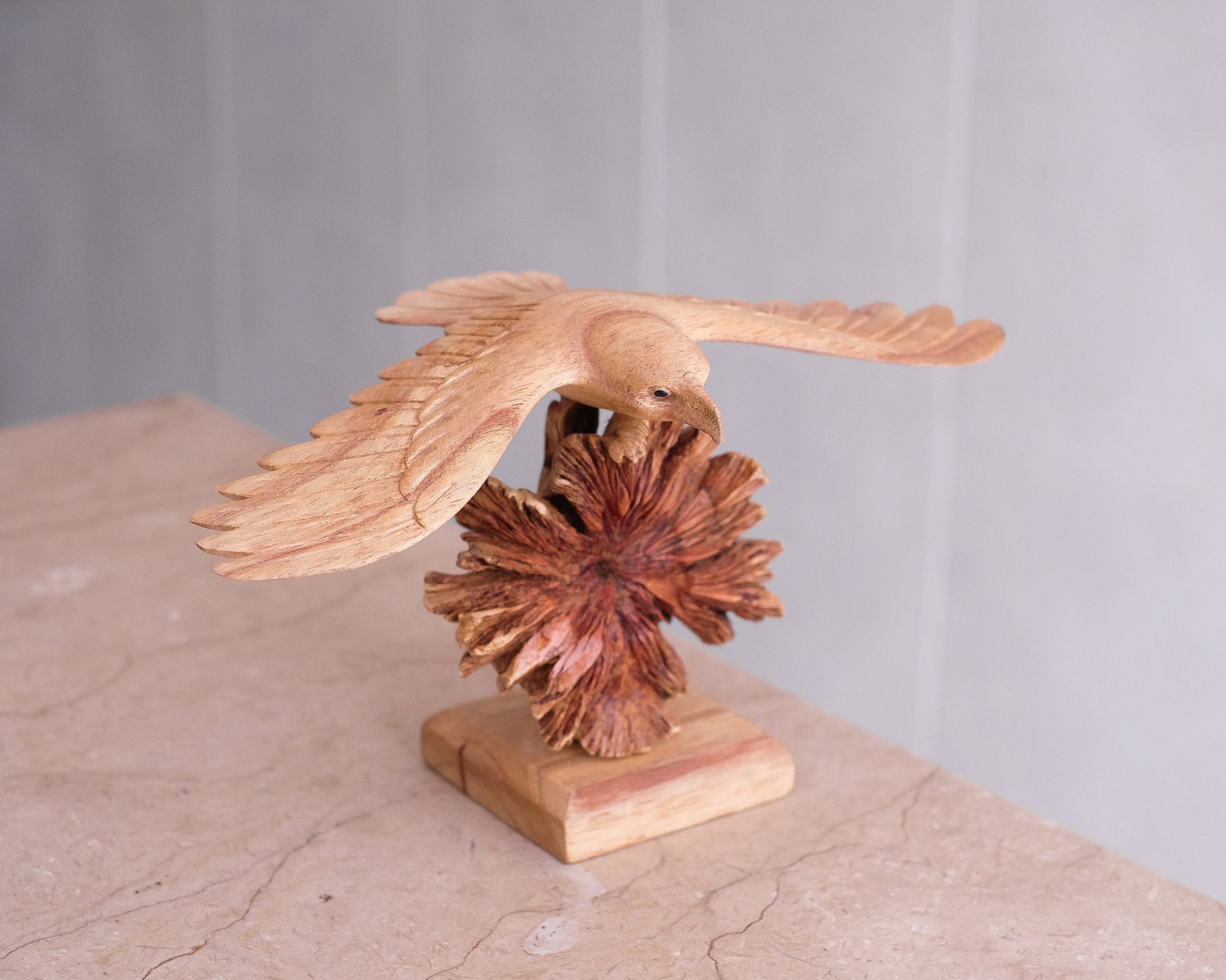 Wooden Flying Eagle Statue Single Nature Wood Carving Hand - Etsy
