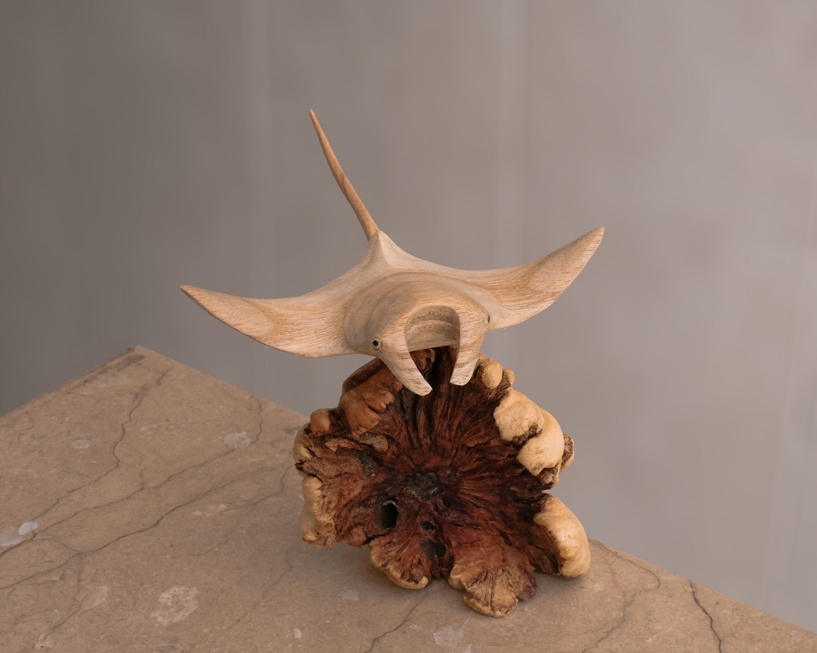 Wooden Manta Ray Figurine, Fish Sculpture, Art, Statue, Wood Carving ...