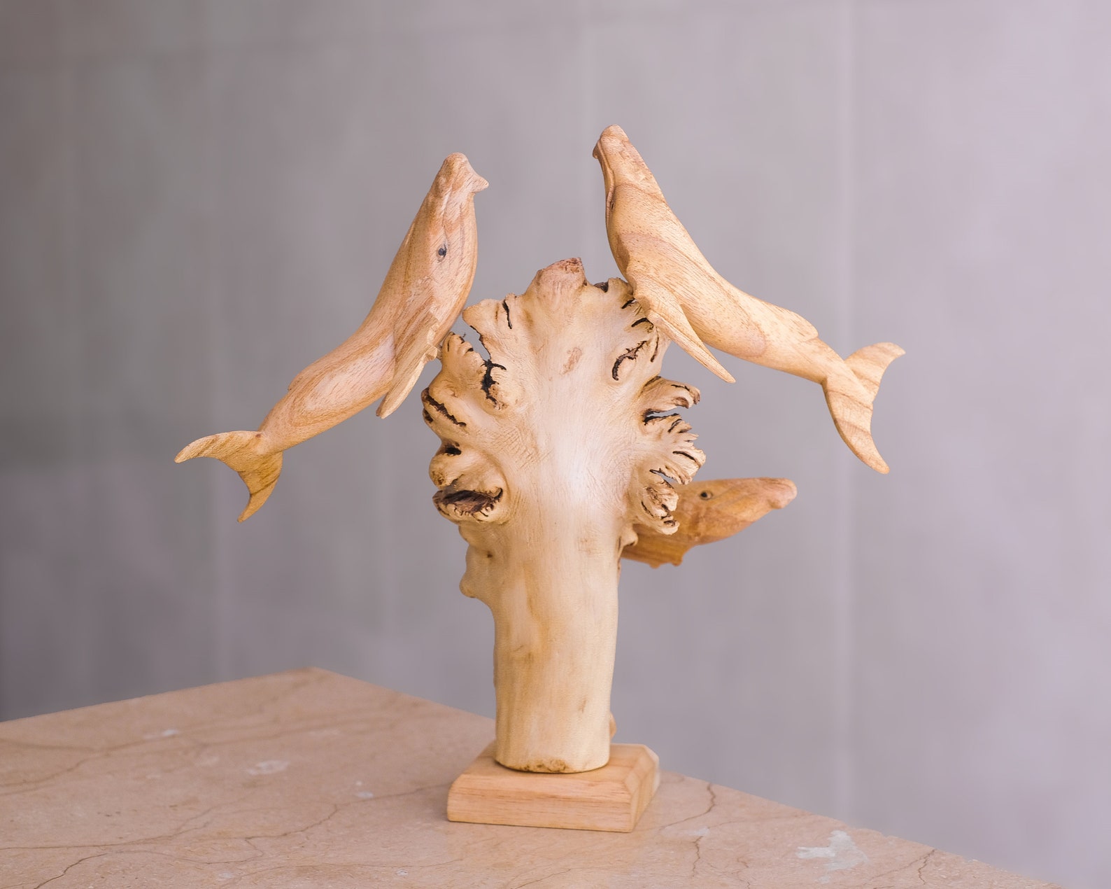 Humpback Whale Sculpture, Family, Sea Life, Exotic Statue, Wooden ...