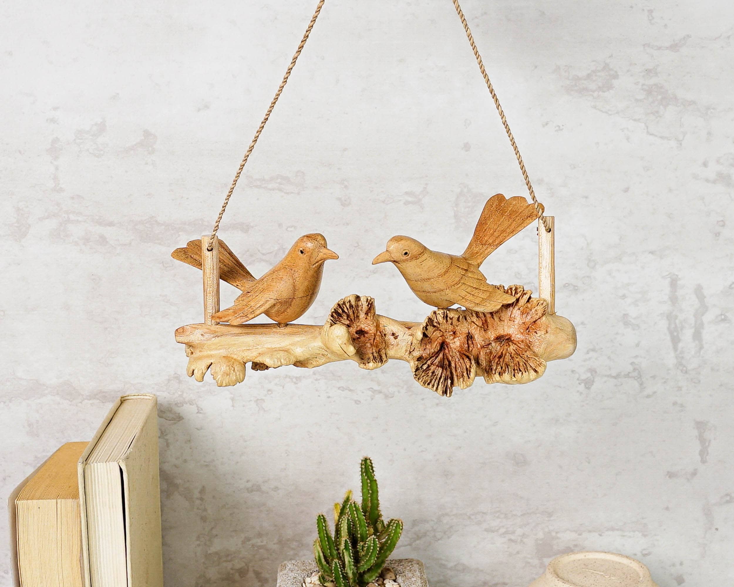 Hanging Canary Figurine, Wood Carving, Statue, Couple, Handmade, Bird ...