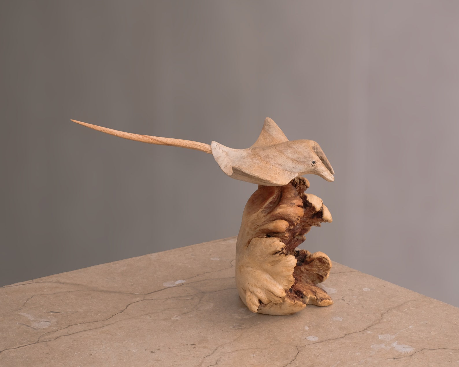 Wooden Manta Ray Figurine, Fish Sculpture, Art, Statue, Wood Carving ...