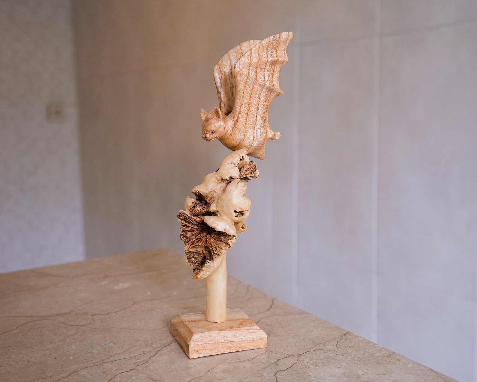 Wooden Bat Sculpture Wood Carving Unique Statue Bat Lover - Etsy