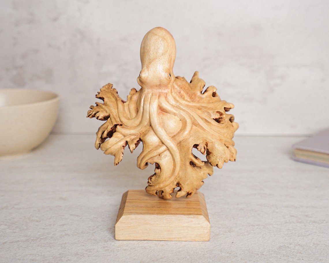 Wooden Octopus Sculpture Customized Statue Art Wood - Etsy