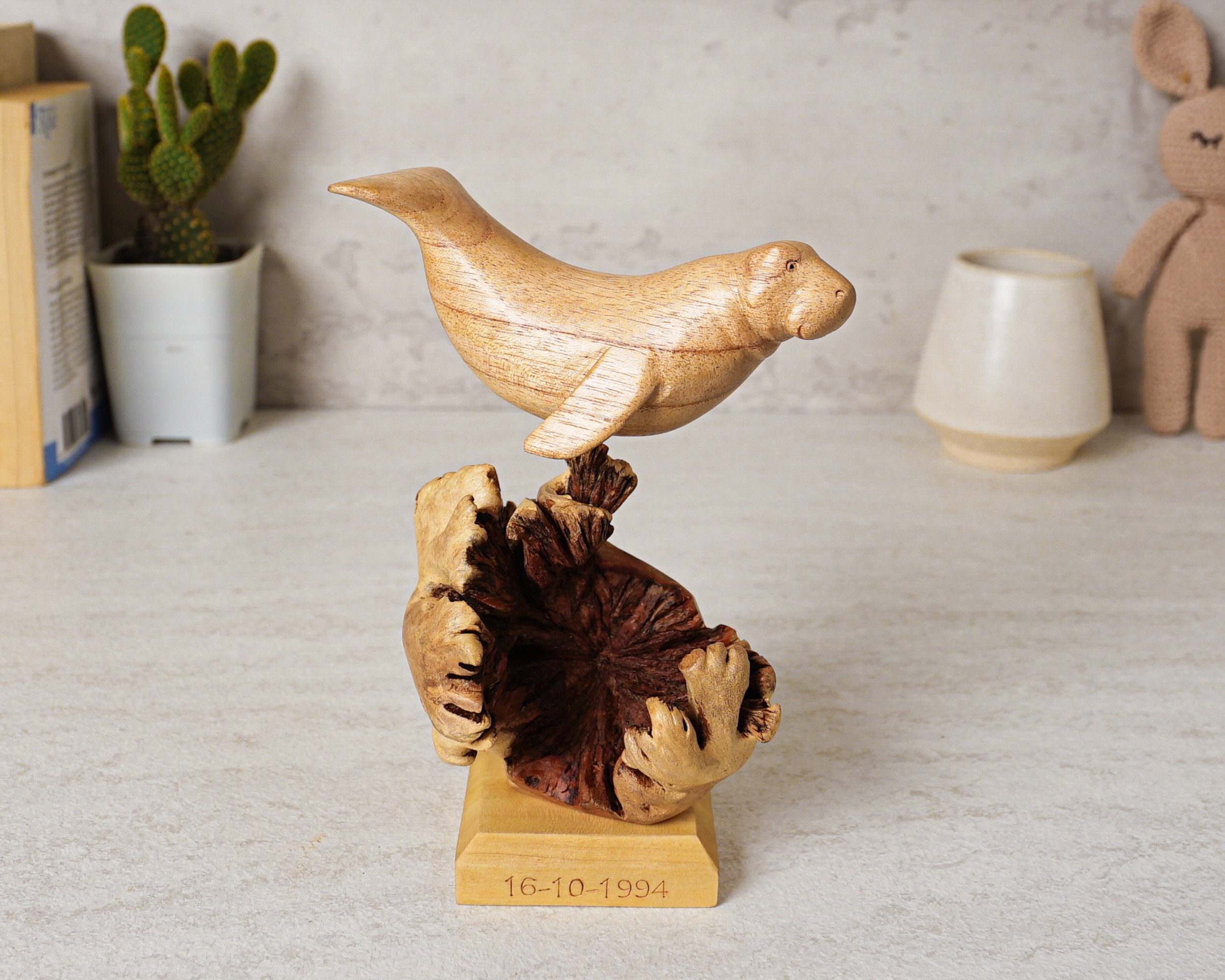 Wooden Manatee Sculpture Hand Carved Wood Carving Ocean | Etsy