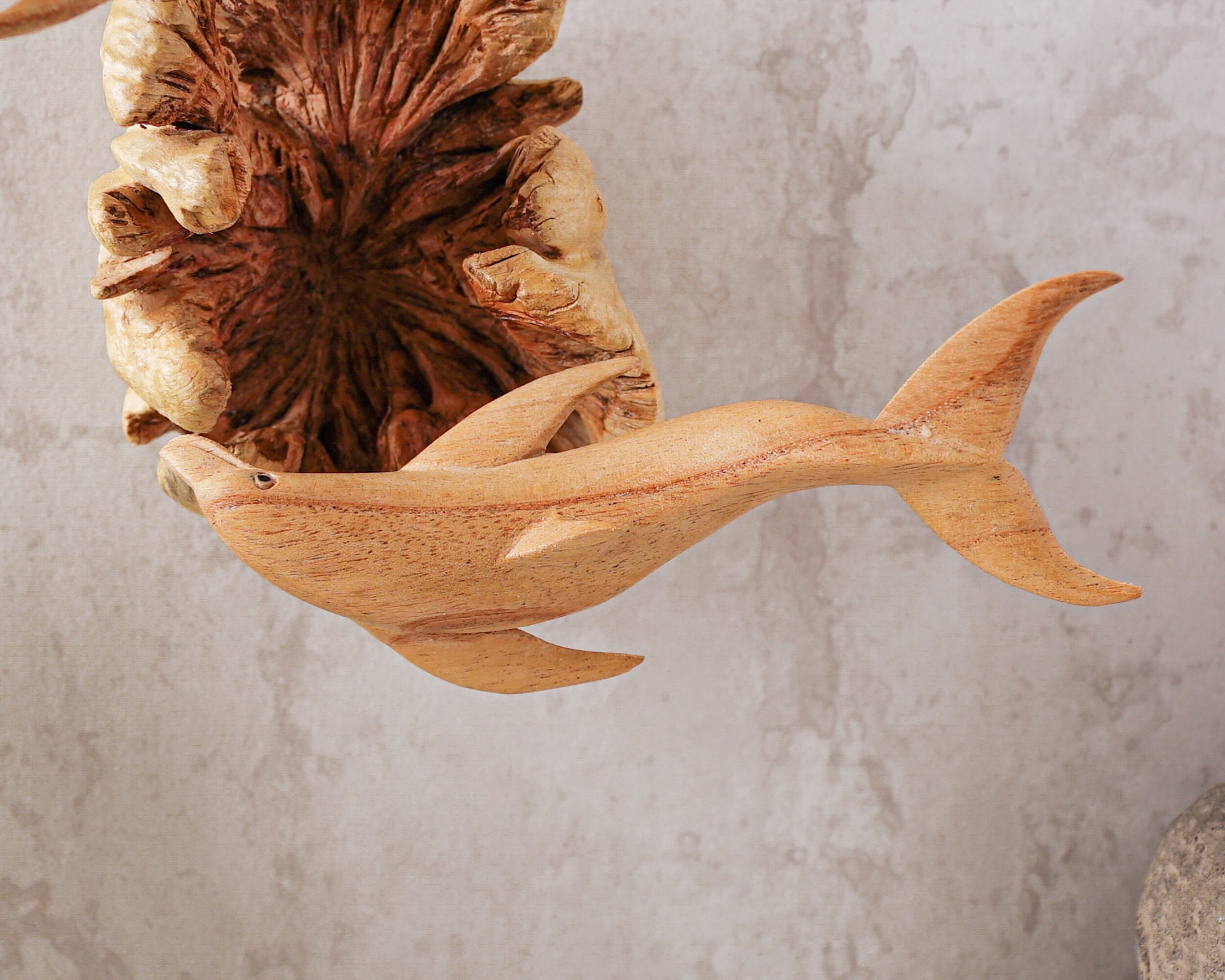 Wall Hanging Dolphin Statue Wooden Sculpture Ocean - Etsy