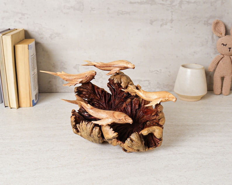 Humpback Whale Sculpture, Family, Sea Life, Exotic Statue, Wooden ...