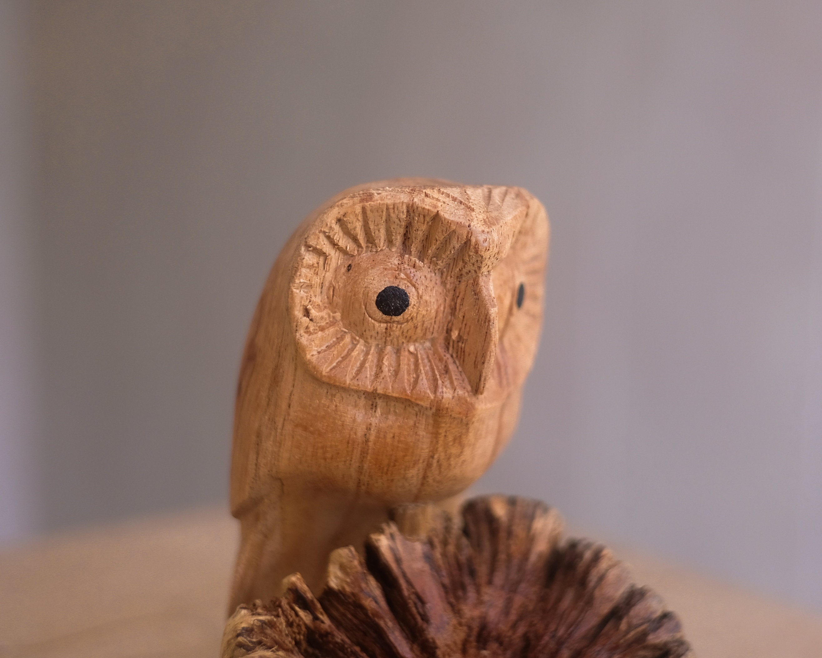 Little Owl Wooden Miniature Cute Statue Wood Carving - Etsy