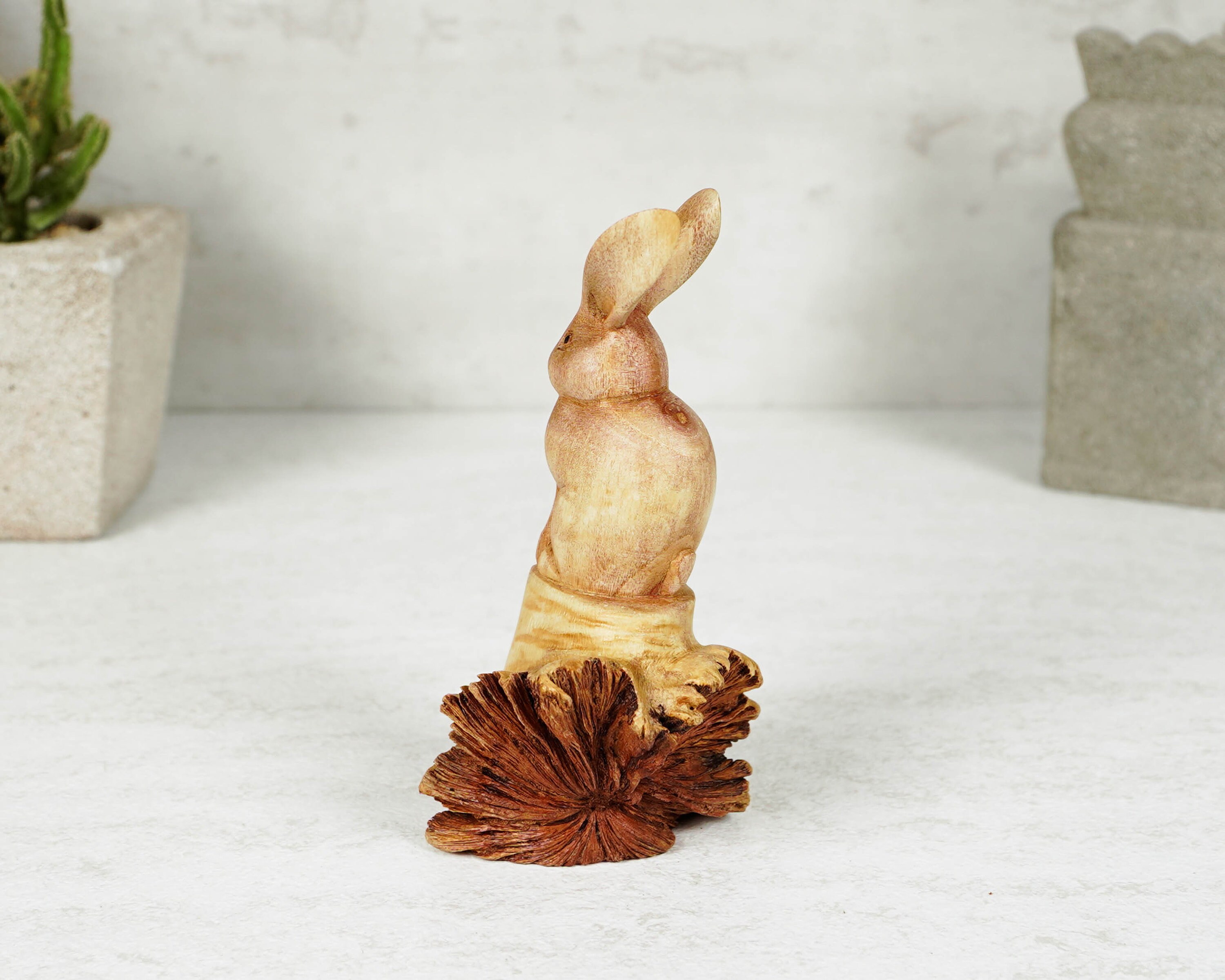 Wooden Rabbit Sculpture Animal Figurine Unique Statue Wild - Etsy