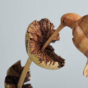 Hummingbird Drinking Nectar, Wooden Sculpture, Wood Carving, Bird ...