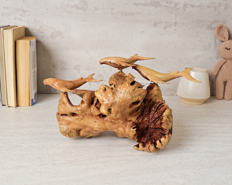 Humpback Whale Sculpture, Family, Sea Life, Exotic Statue, Wooden ...
