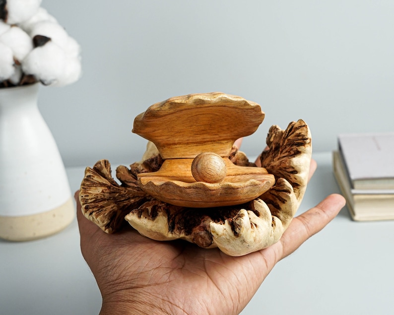 Wooden Pearl Oyster Sculpture Wood Carving Seashell Coral - Etsy