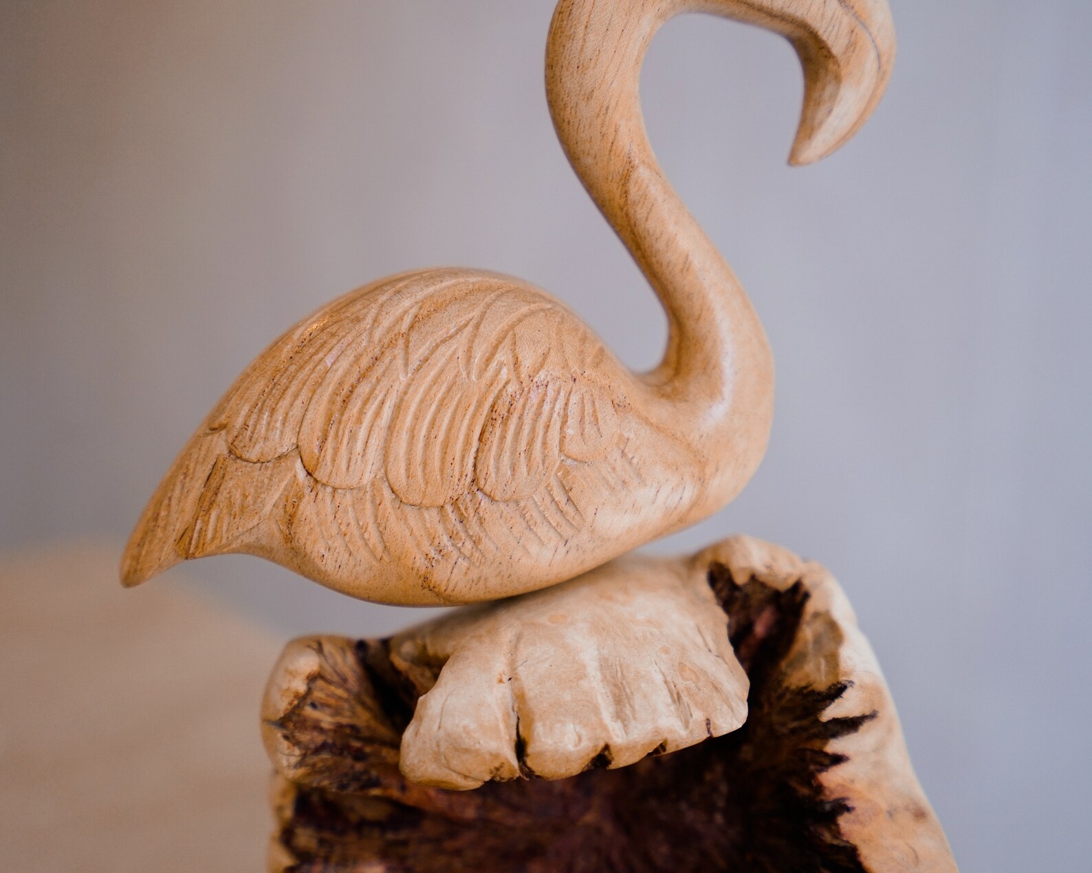 Flamingo Statue Wooden Figurine Wood Carving Sculpture - Etsy