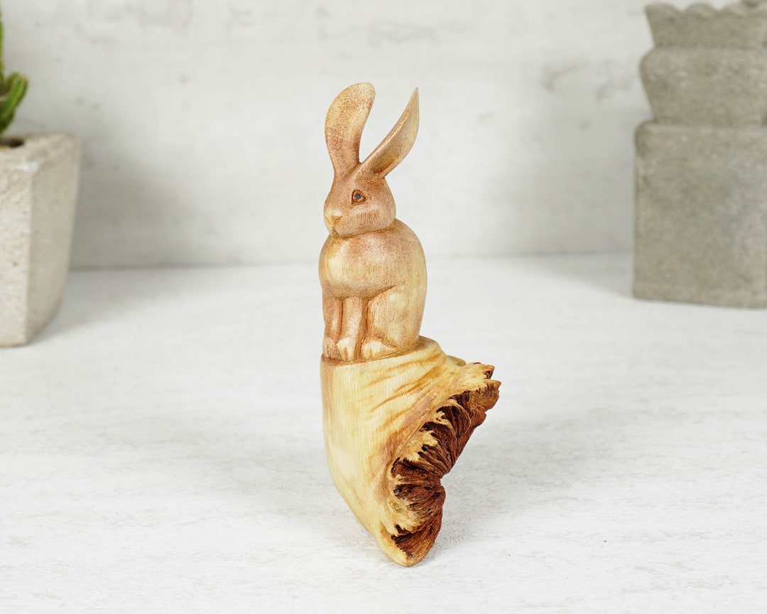 Wooden Rabbit Sculpture, Animal Figurine, Unique Statue, Wild, Animal ...