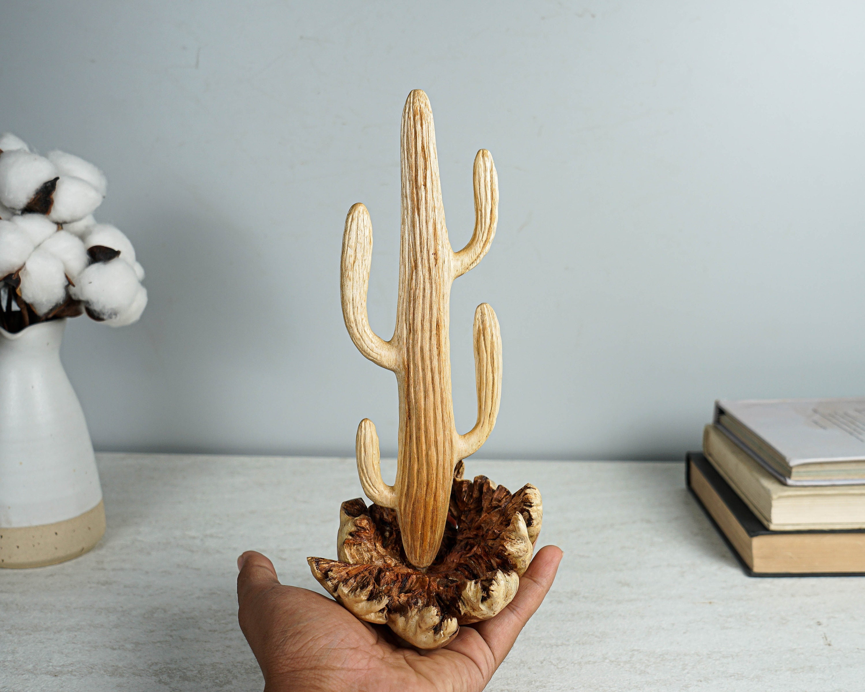 Wooden Saguaro Cactus 9.7 Sculpture Art Natural - Etsy