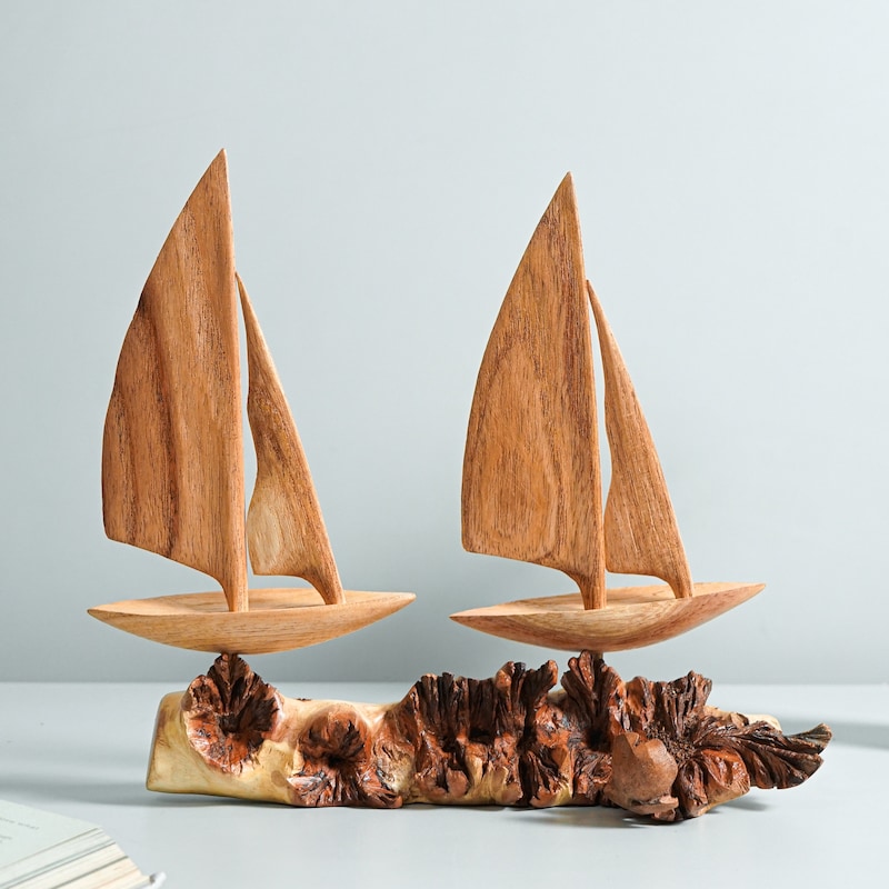 Wooden Sail Boat Carved - Etsy