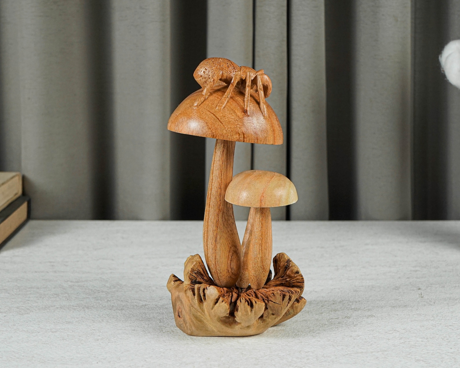 Spider on Mushroom Insect Animal Wood Carving Handcraft - Etsy