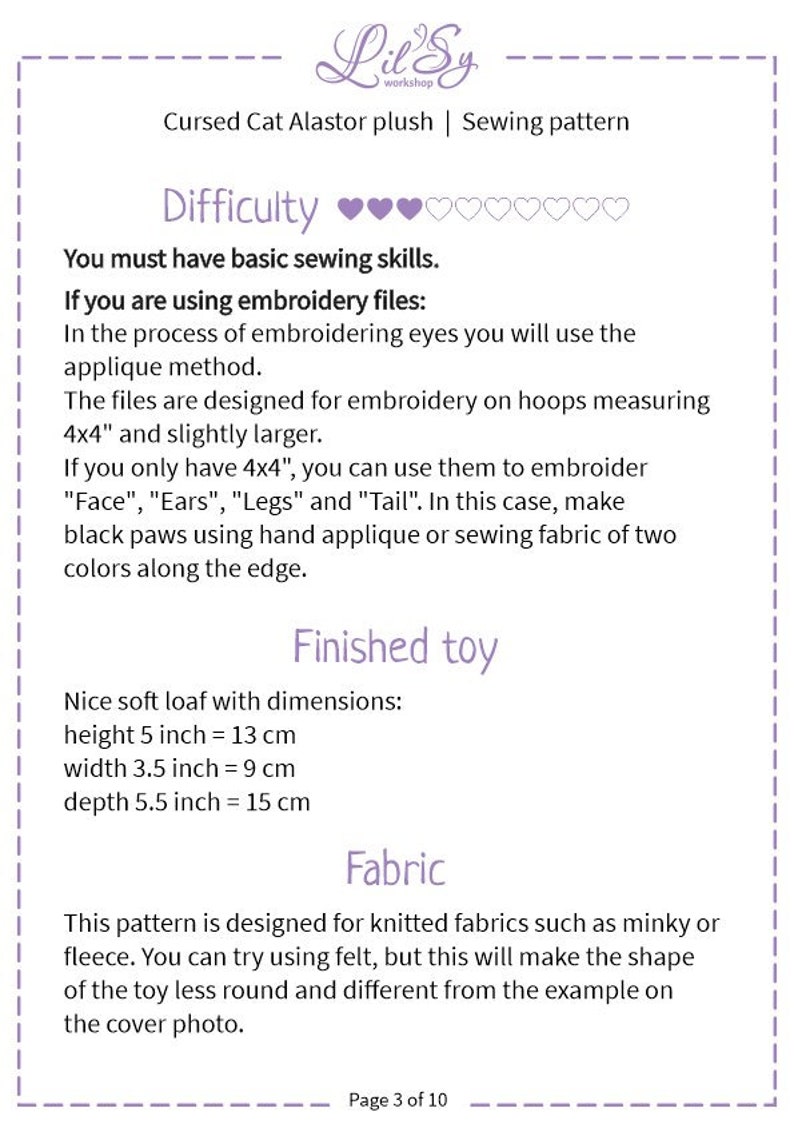 Cursed Cat Alastor Plush Sewing Tutorial Pattern Embroidery Files - Etsy UK