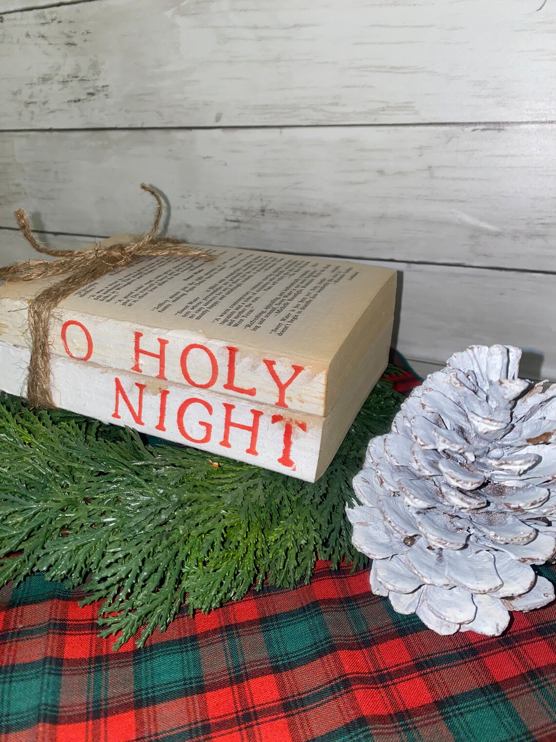 O Holy Night Stamped Stacked Books, Farmhouse Books, Christmas Stamped ...