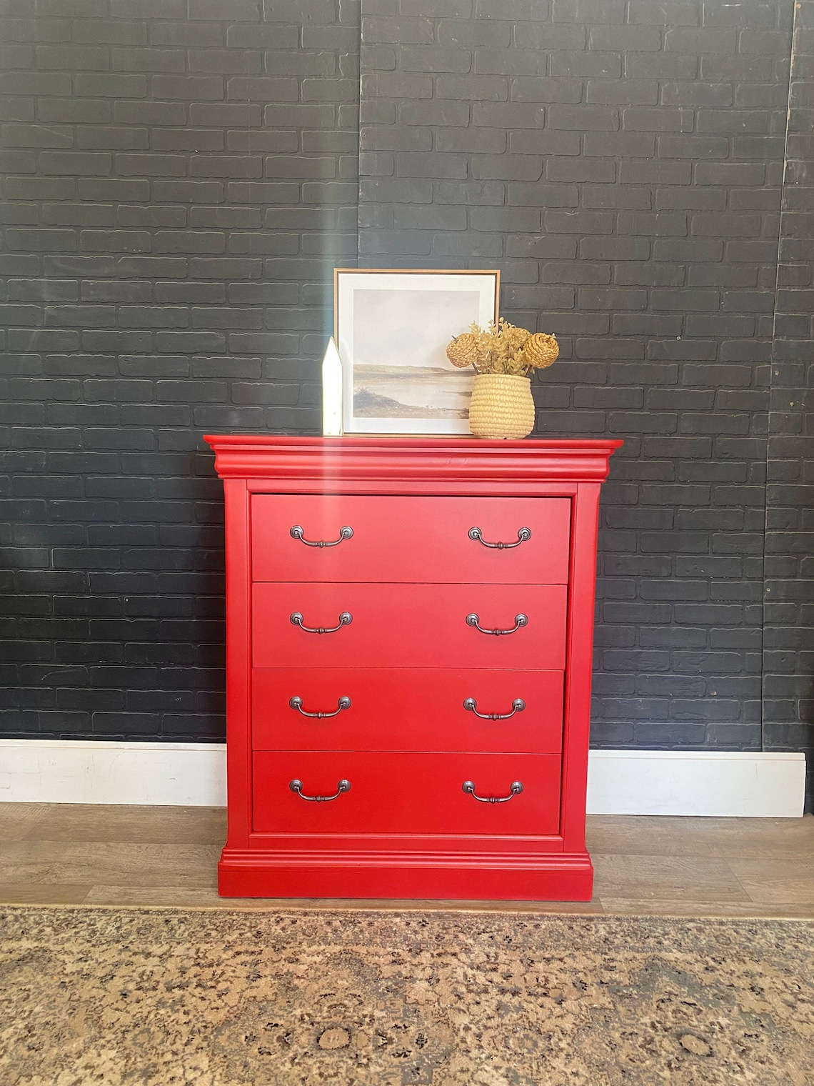 SOLD/SOLD Dresser/ Red Dresser/ Farmhouse Dresser/ Tall Dresser/ High ...
