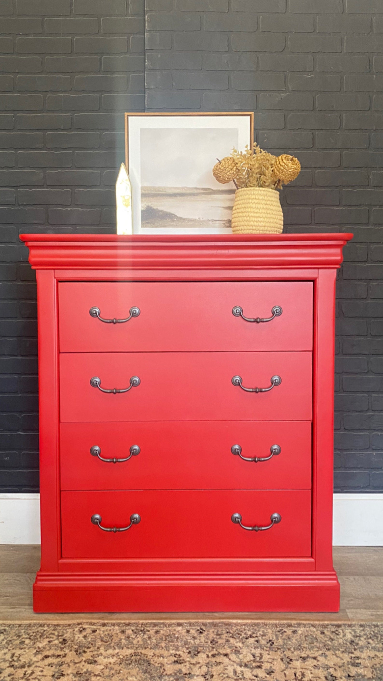SOLD/SOLD Dresser/ Red Dresser/ Farmhouse Dresser/ Tall Dresser/ High ...