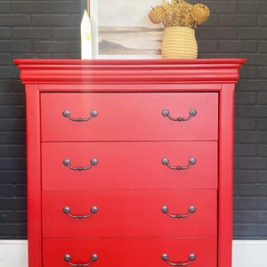 SOLD/SOLD Dresser/ Red Dresser/ Farmhouse Dresser/ Tall Dresser/ High ...