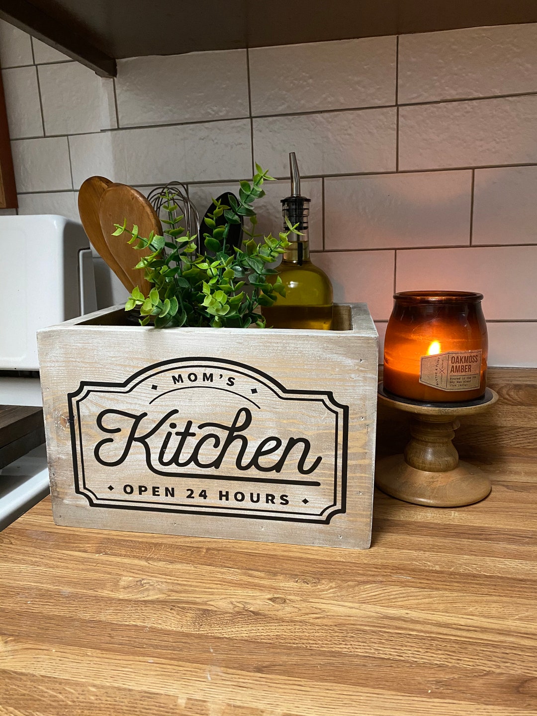 Utensil Storage Box/farmhouse Kitchen Decor/ Rustic Kitchen Decor ...