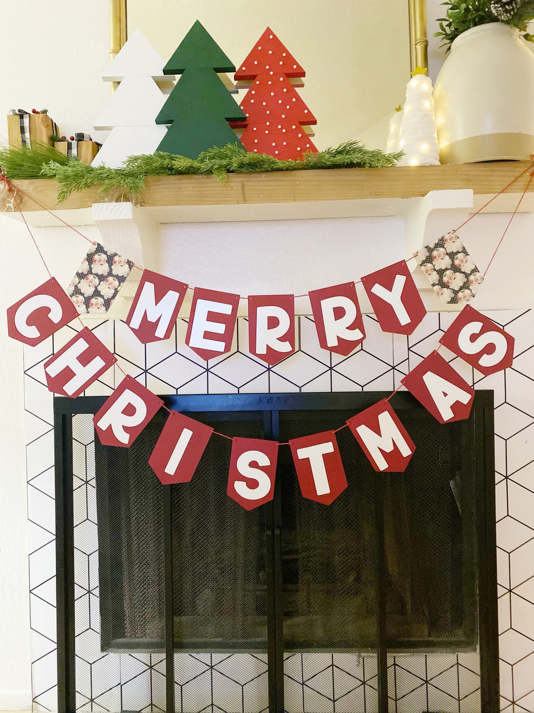 Merry Christmas Garland/christmas Decorations/garland for Mantel/winter ...